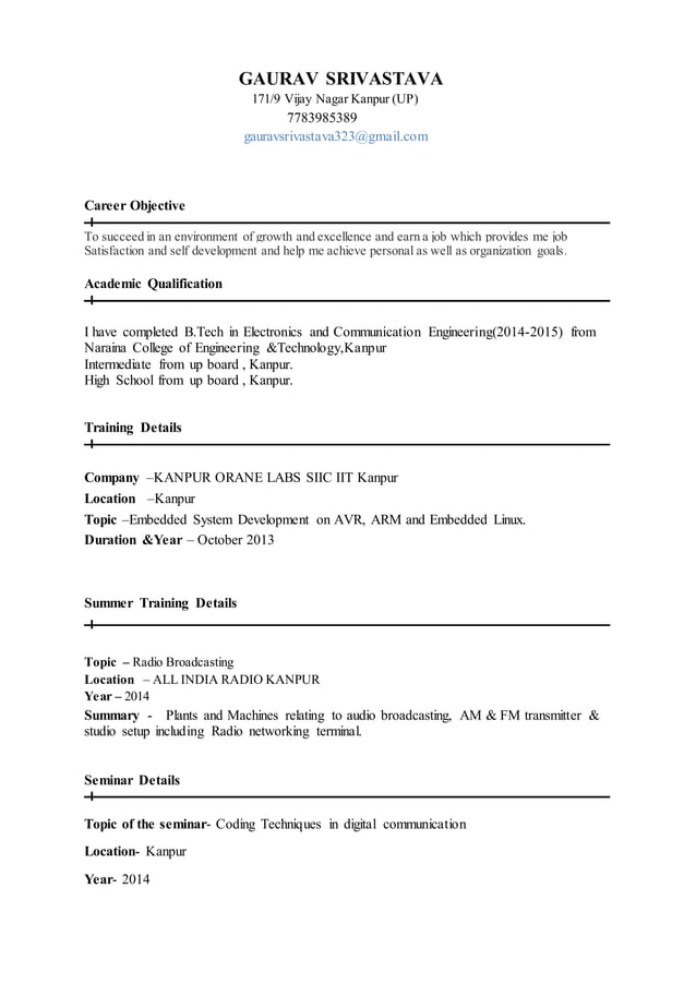 Gaurav Srivastava- cv | DOCX | Technology & Computing