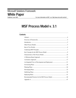 MSF Process Model v. 3.1 | PDF | Desktop Publishing | Computer Software ...