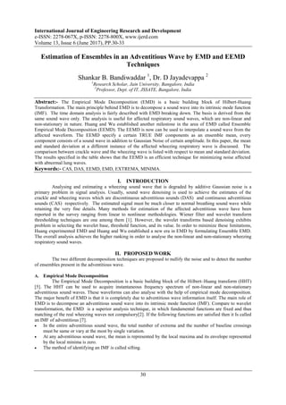 Estimation of Ensembles in an Adventitious Wave by EMD and EEMD Techniques | PDF