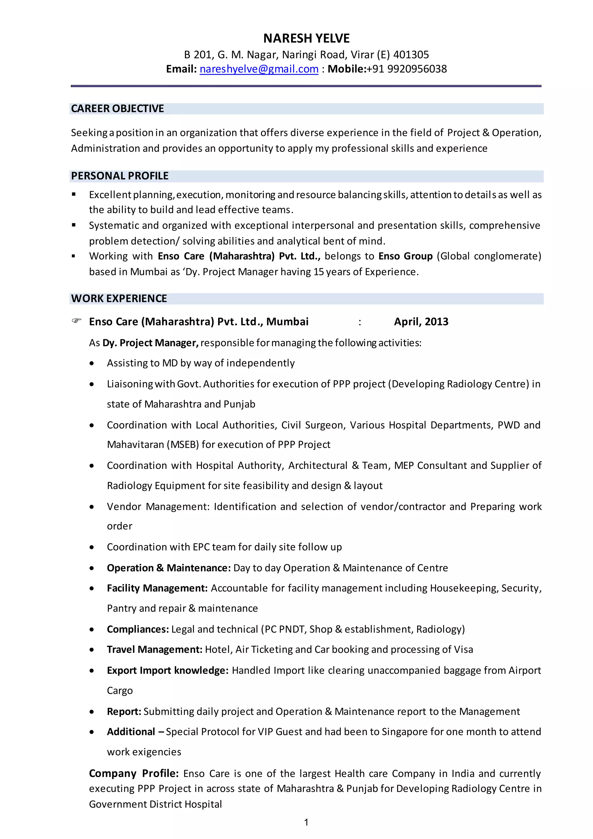 CV - Naresh Yelve | DOCX