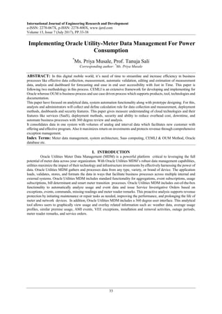 Implementing Oracle Utility-Meter Data Management For Power Consumption | PDF