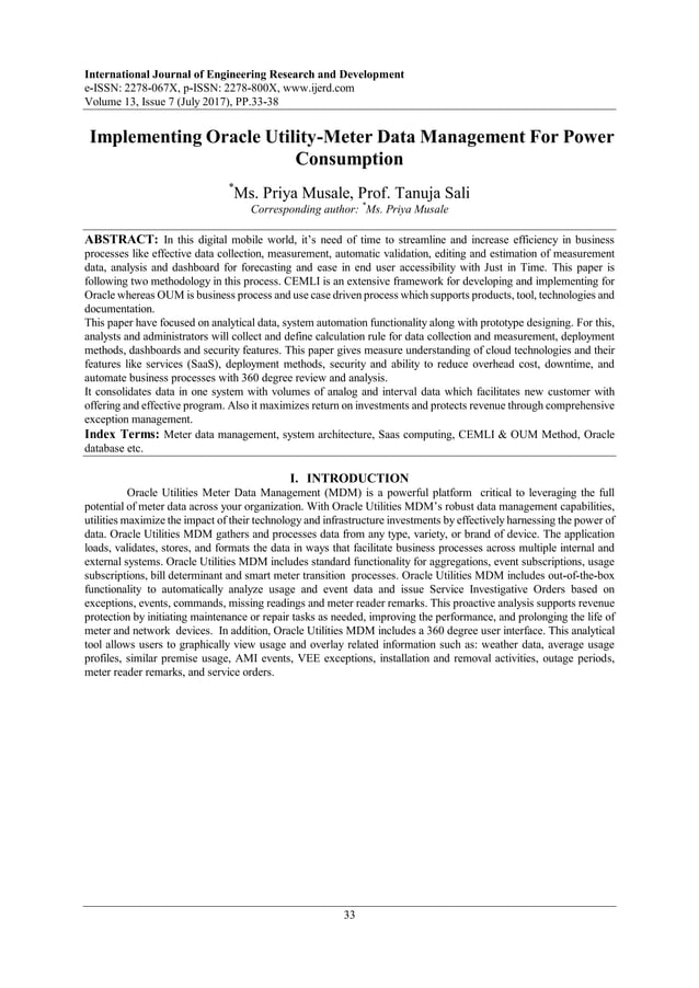 Implementing Oracle Utility-Meter Data Management For Power Consumption | PDF | Cloud Computing ...