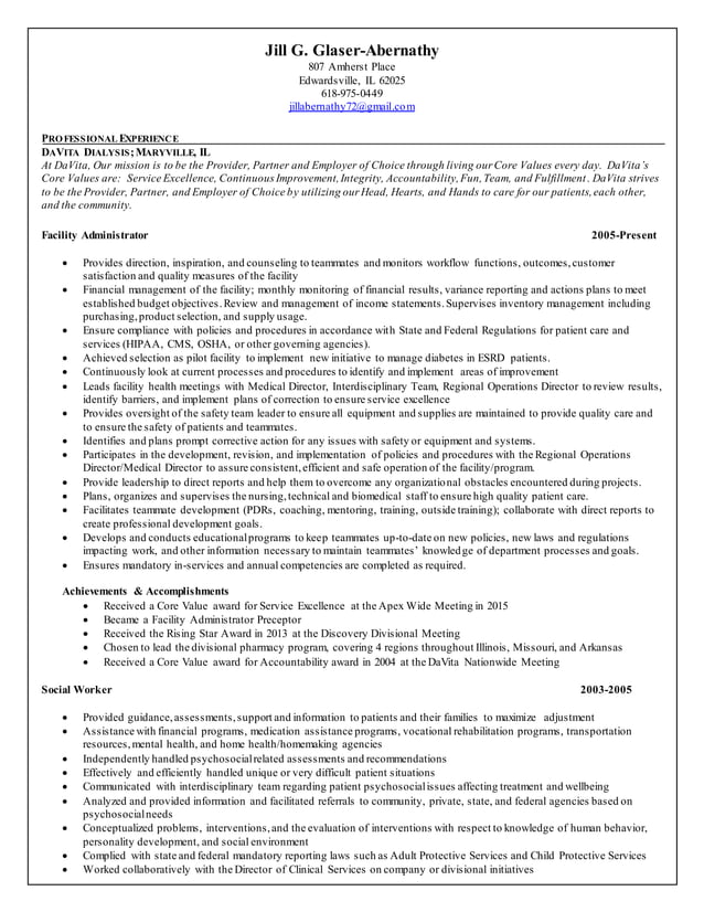 Jill Resume 2015 | DOCX | Healthcare Industry | Industries