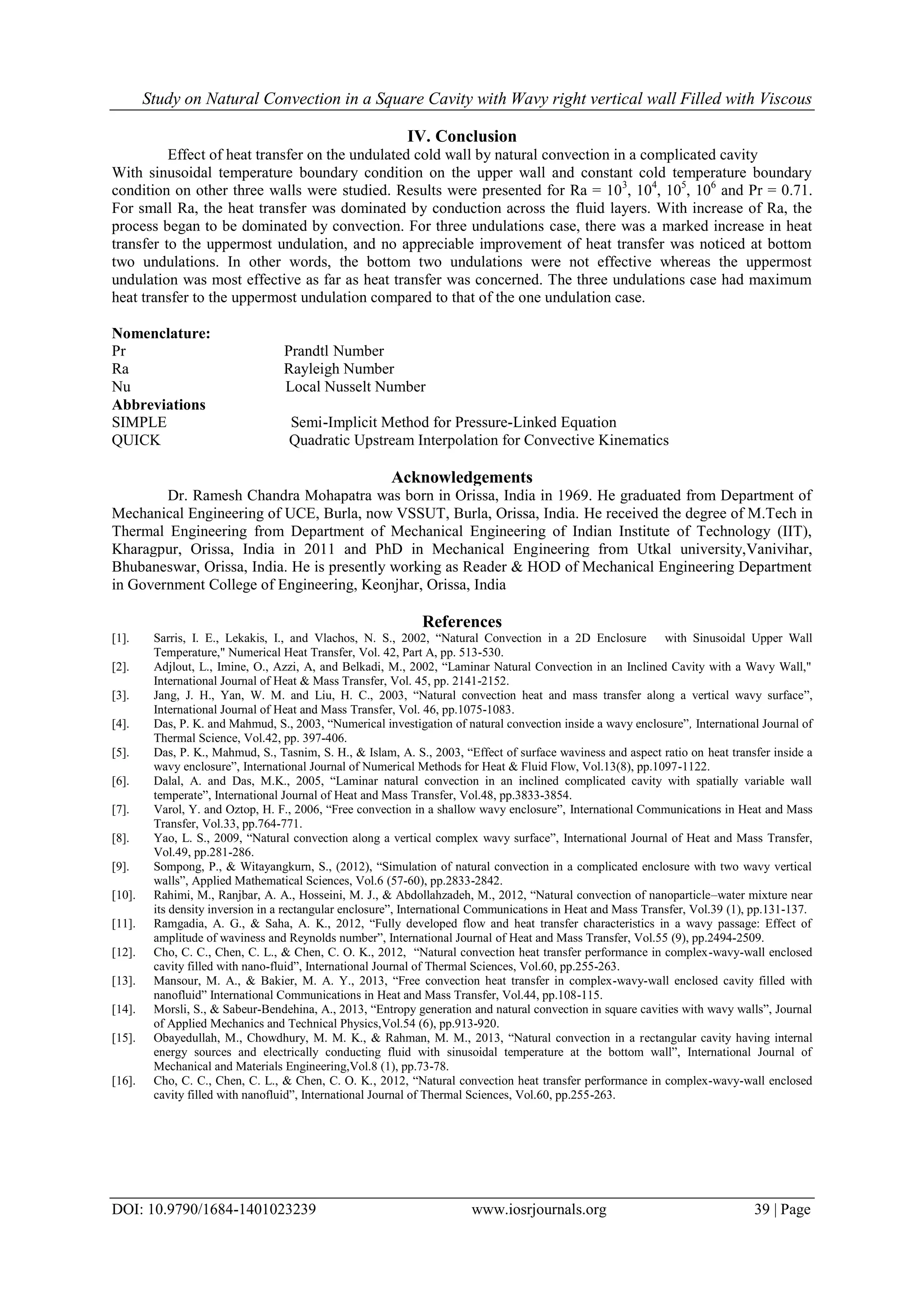 Study on Natural Convection in a Square Cavity with Wavy right vertical ...