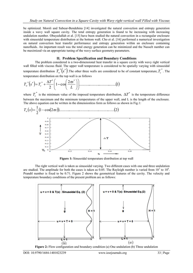 Study on Natural Convection in a Square Cavity with Wavy right vertical wall Filled with Viscous ...