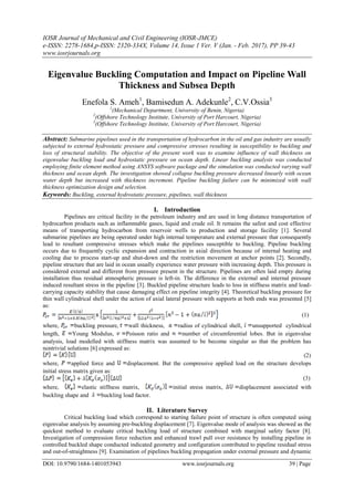 Eigenvalue Buckling Computation and Impact on Pipeline Wall Thickness ...