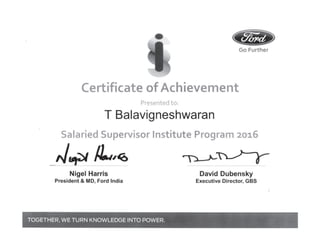 Salaried Supervisor Institute Certificate | PDF