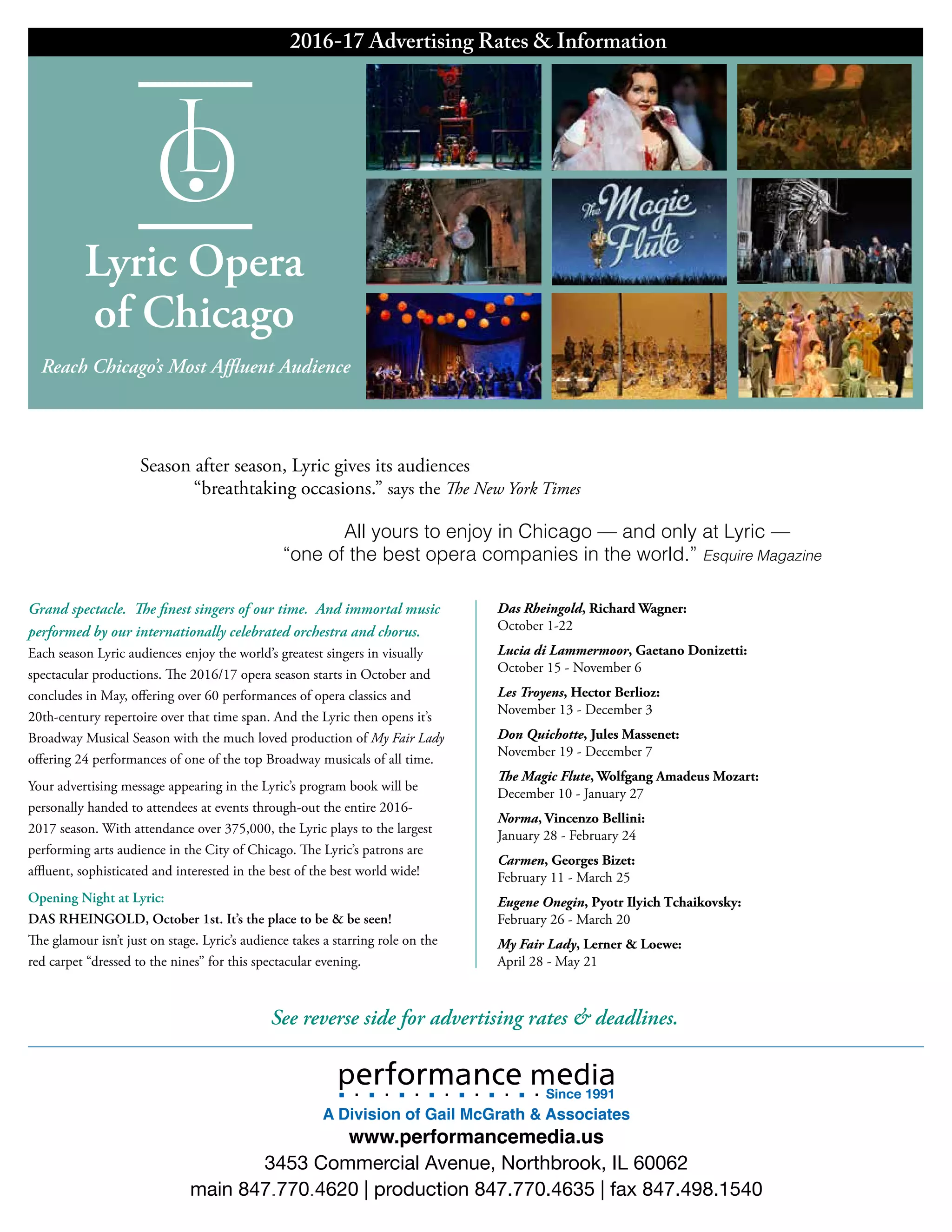 Lyric Opera of Chicago 2016-2017 Issues | PDF