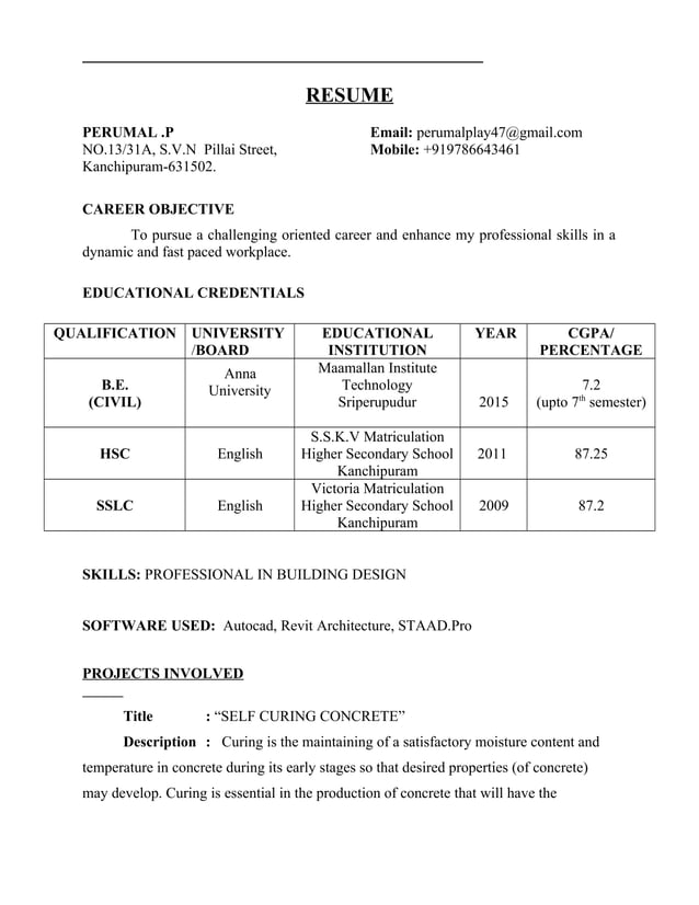 perumal Resume | DOC