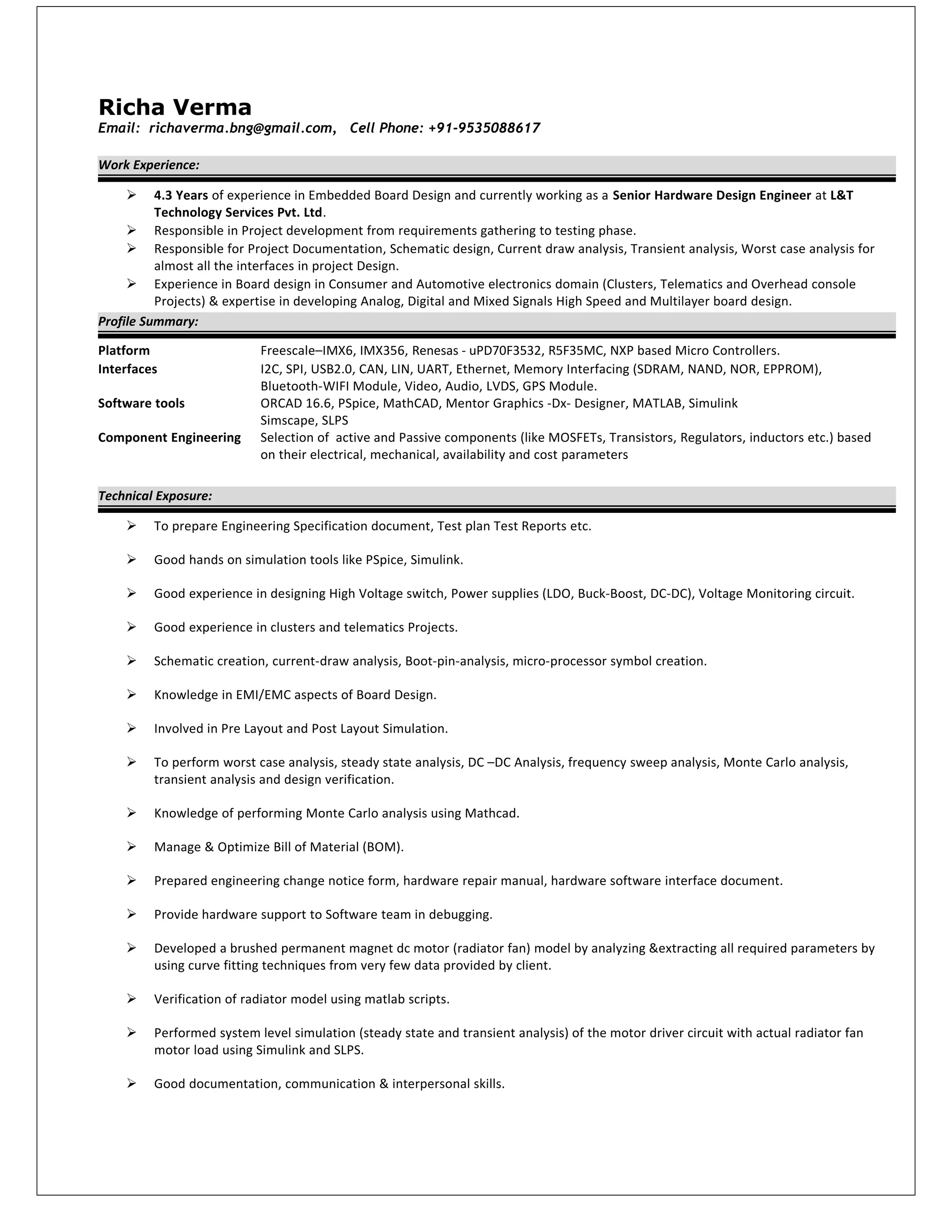 4+yr Hardware Design Engineer_Richa | PDF