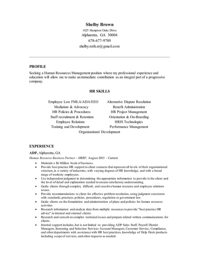 Shelby Brown Resume | DOCX | Human Resources | Business