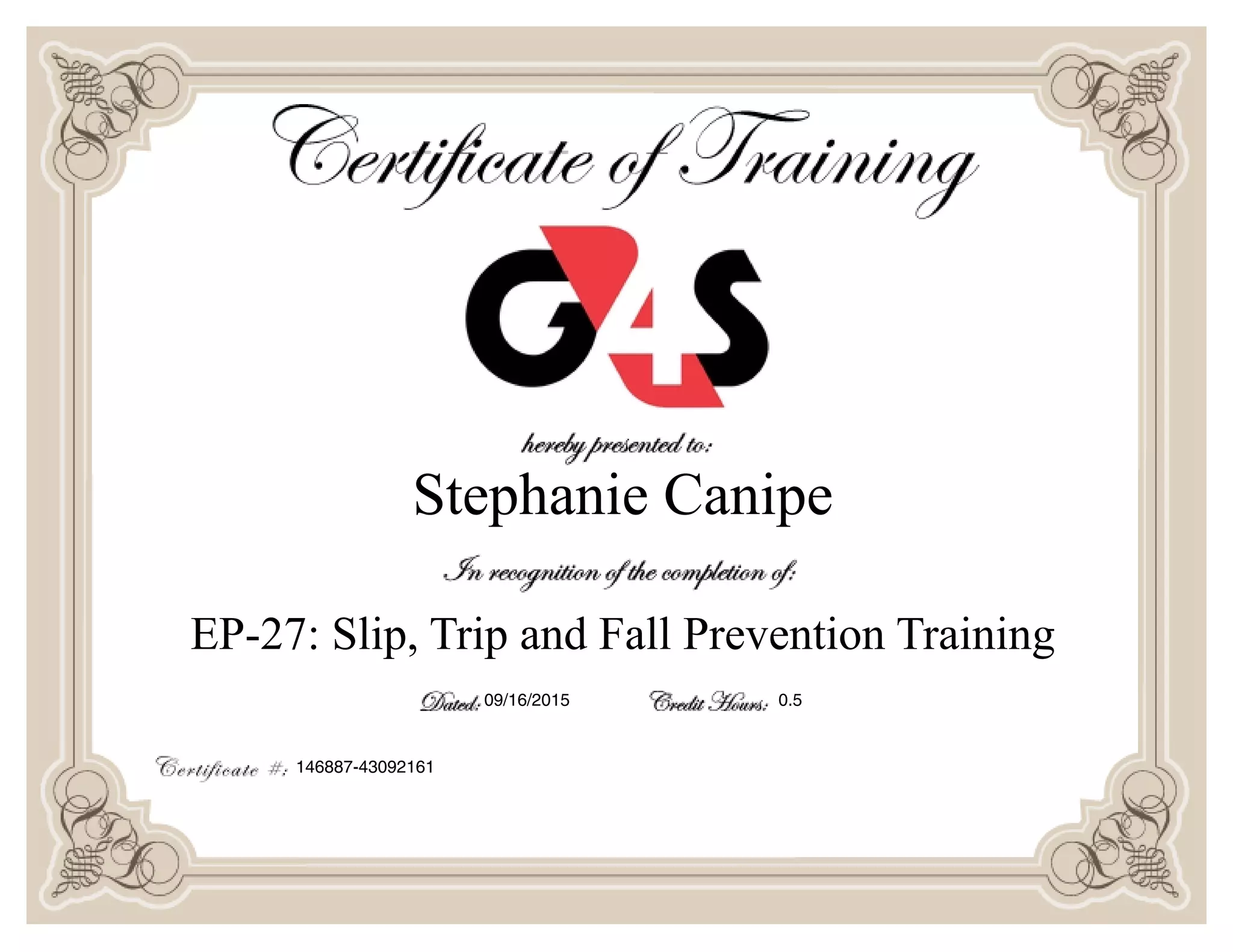 Slip,Trip,Fall Prevention Cert | PPT