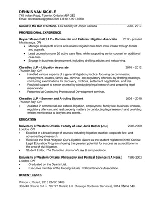 Dennis Van Sickle, Resume, May 2016 | DOC