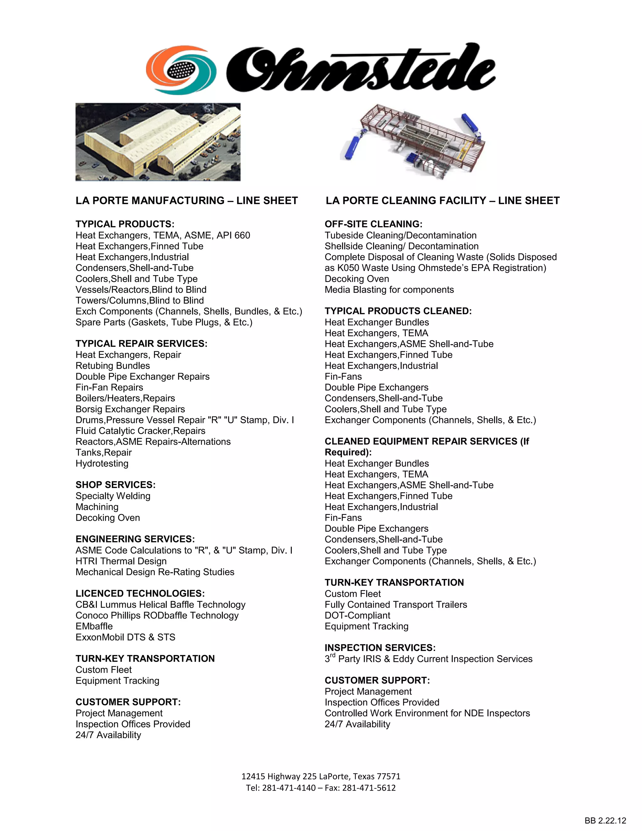 La Porte - Line Sheet | PDF