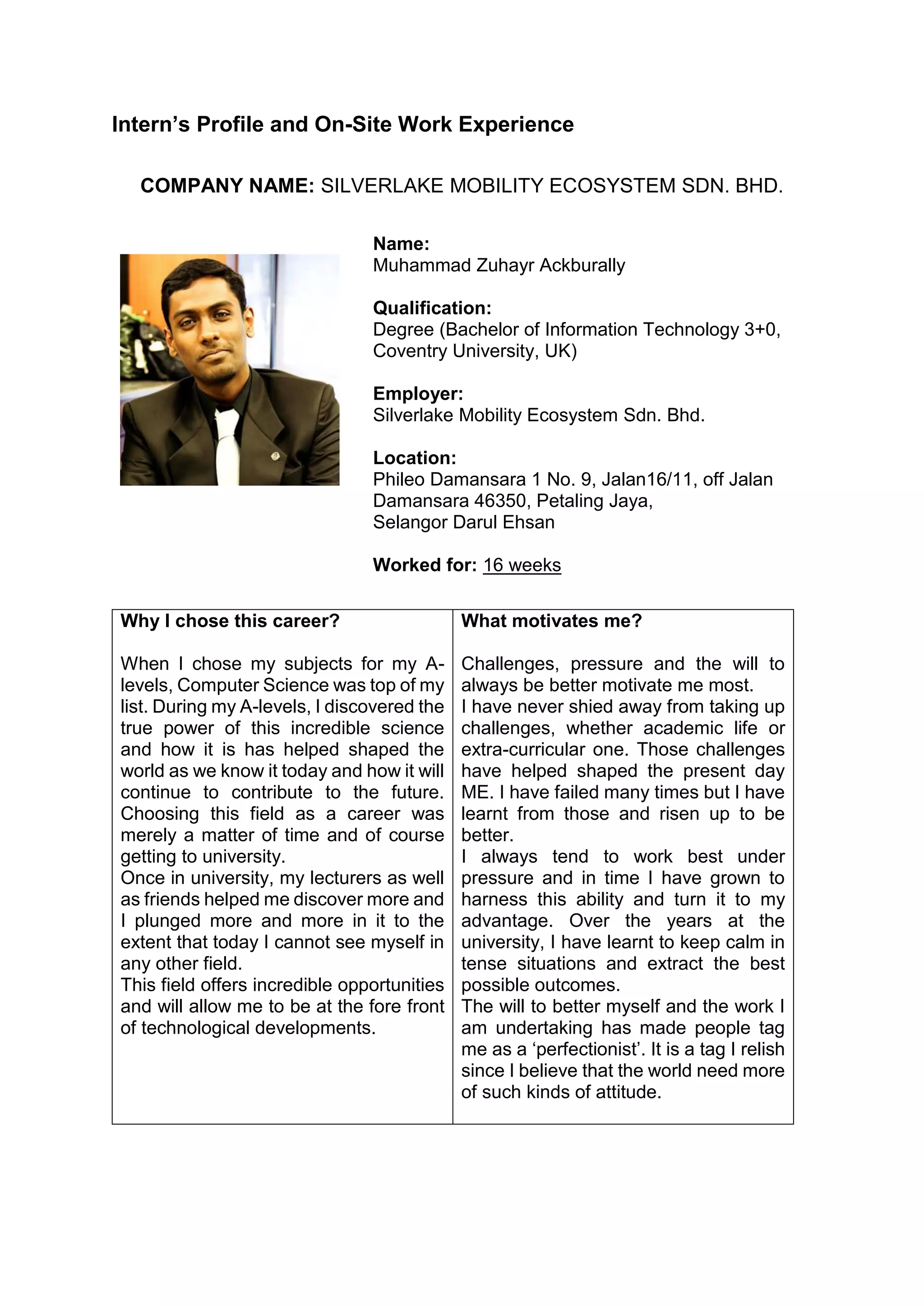 Profile & Work Experience | PDF