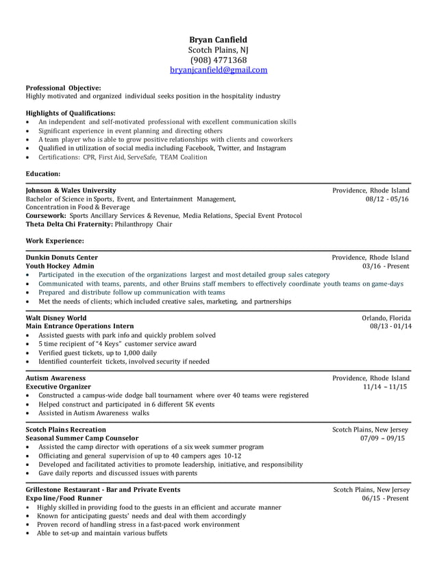Bryan Canfield Resume | PDF
