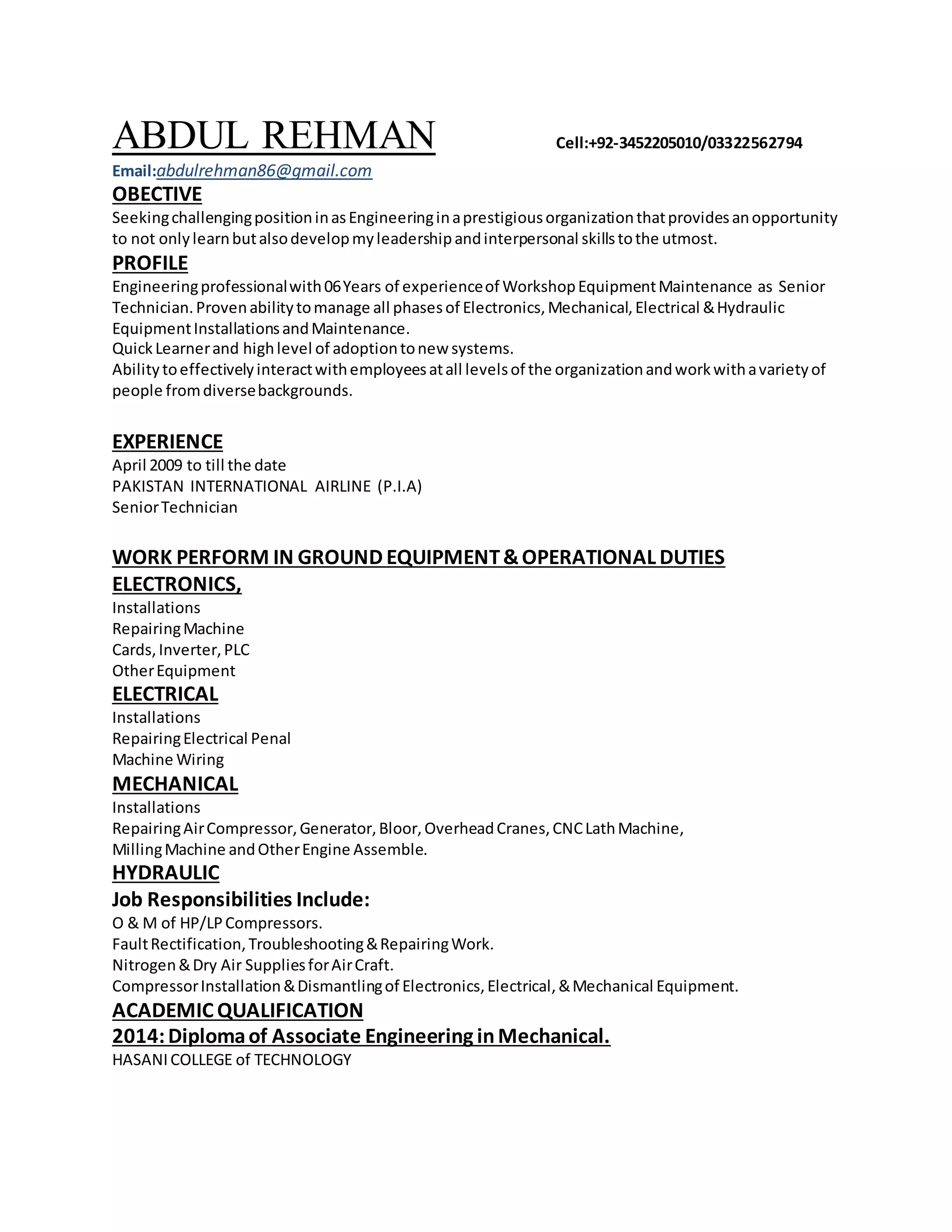 ABDUL REHMAN CV | DOCX
