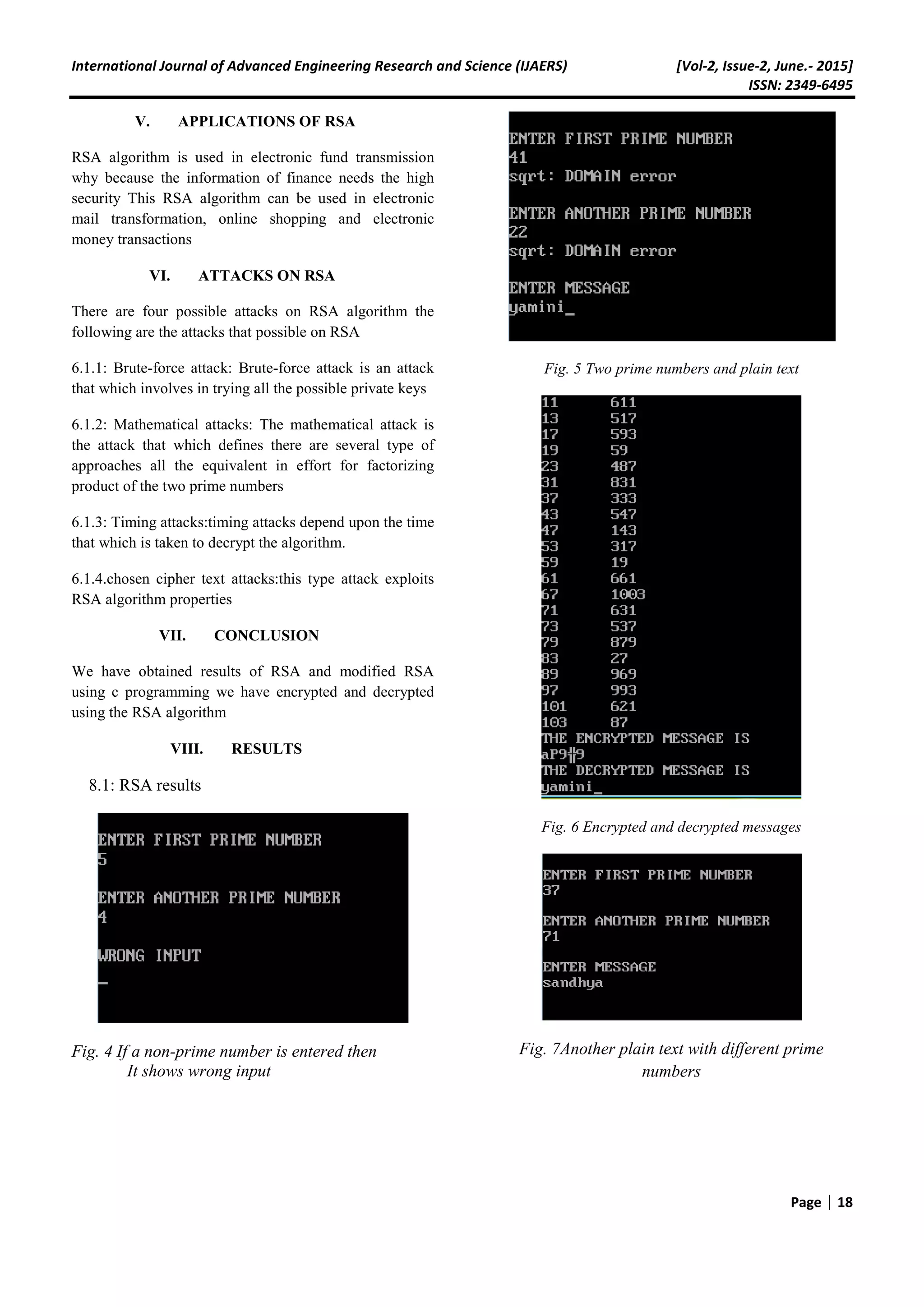 2 IJAERS-JUN-2015-6-RSA and Modified RSA algorithm using C Programming ... 2 IJAERS-JUN-2015-6-RSA and Modified RSA algorithm using C Programming ...