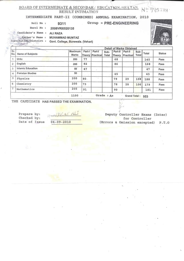 My Intermediate certificate | PDF