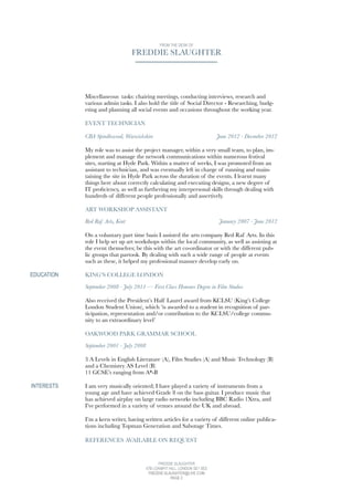 Freddie Slaughter CV 2015 | PDF