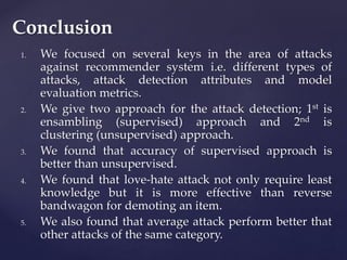 Profile Injection Attack Detection in Recommender System | PPTX