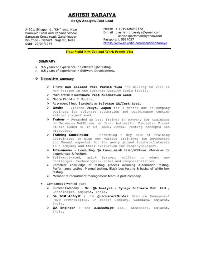 Ashish Baraiya | DOC | Computer Software and Applications | Computing