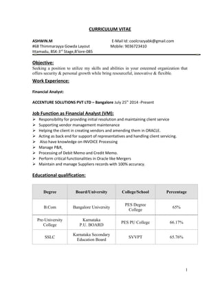 ASHWIN RESUME-1 | PDF