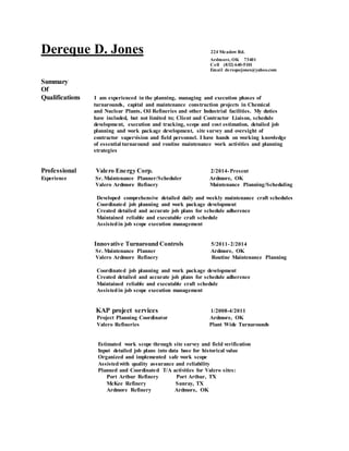 Experienced Industrial Maintenance Planner | PDF