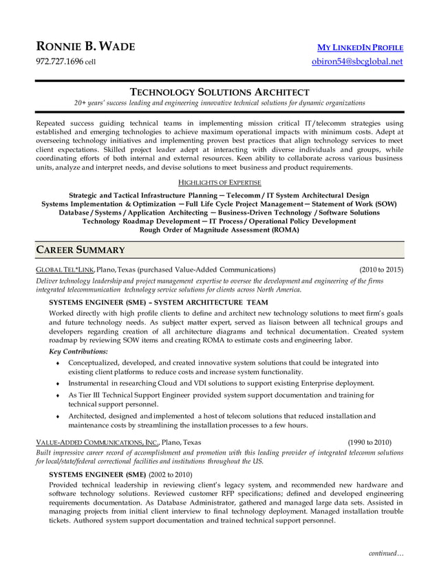 Ronnie Wade resume | PDF