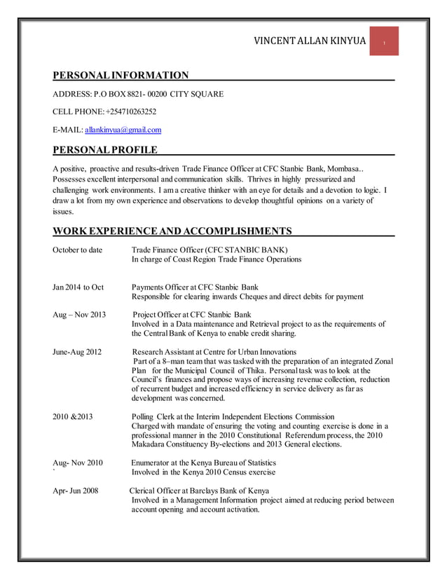 ALLAN KINYUA CV | PDF