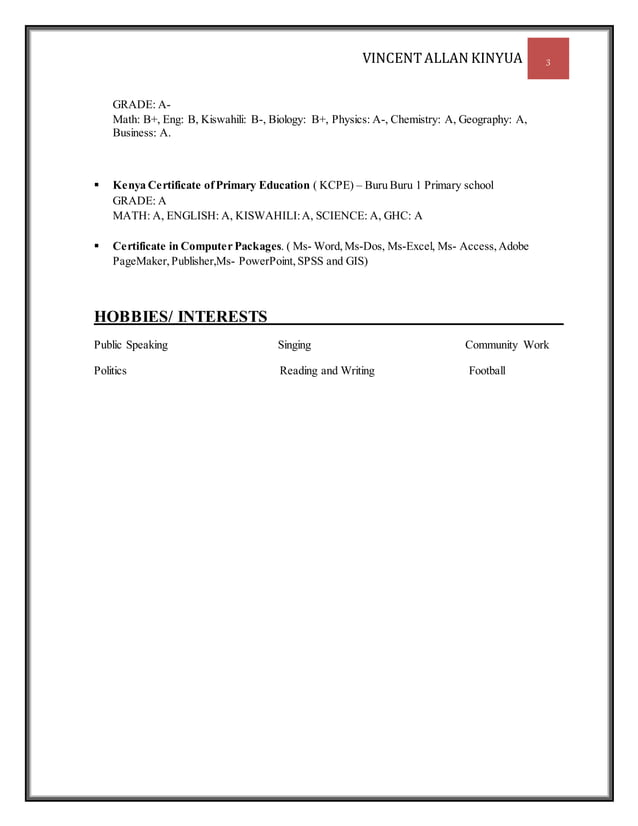 ALLAN KINYUA CV | PDF