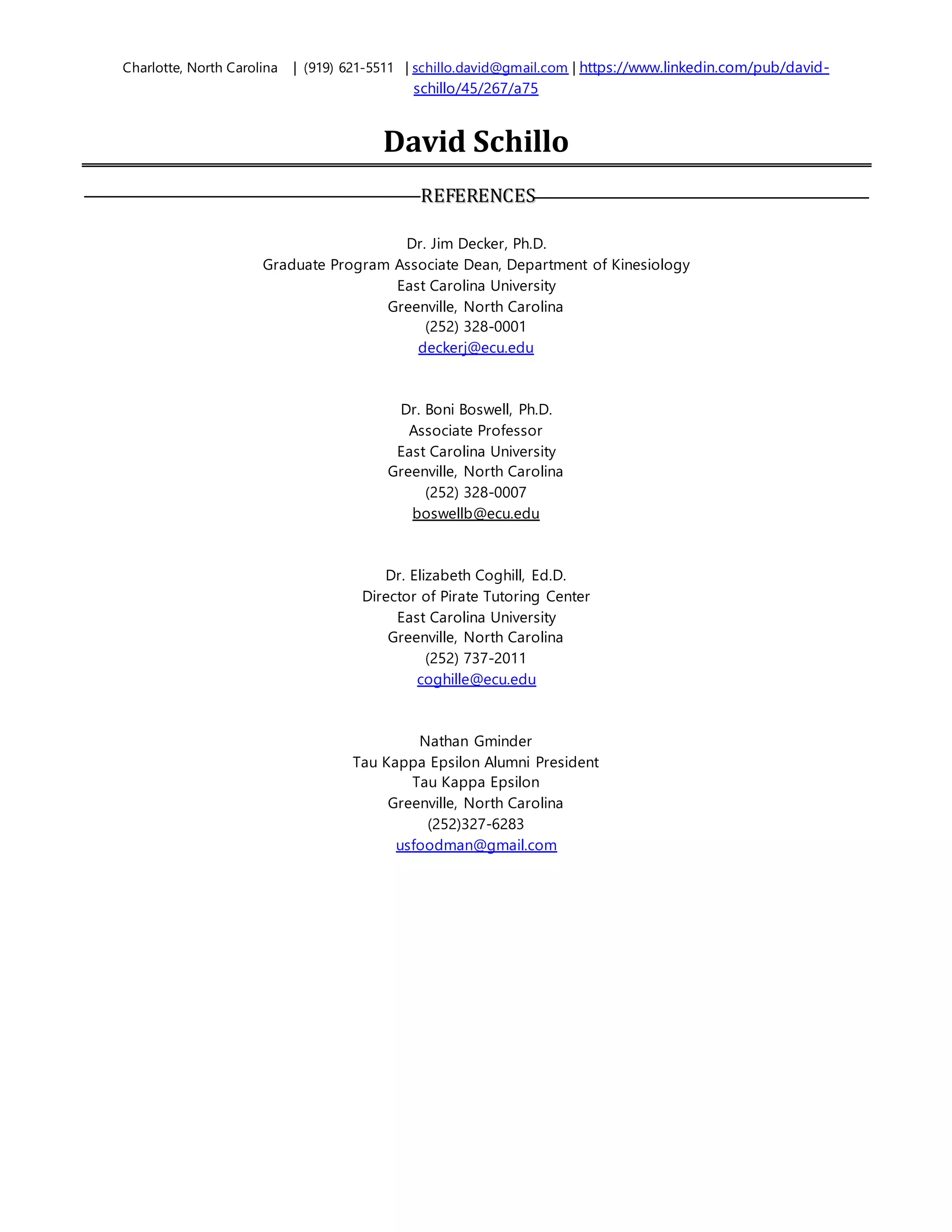 Schillo, David - References | DOCX | Education