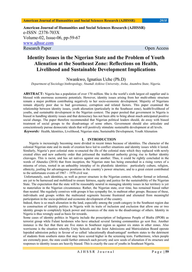 Identity Issues in the Nigerian State and the Problem of Youth ...