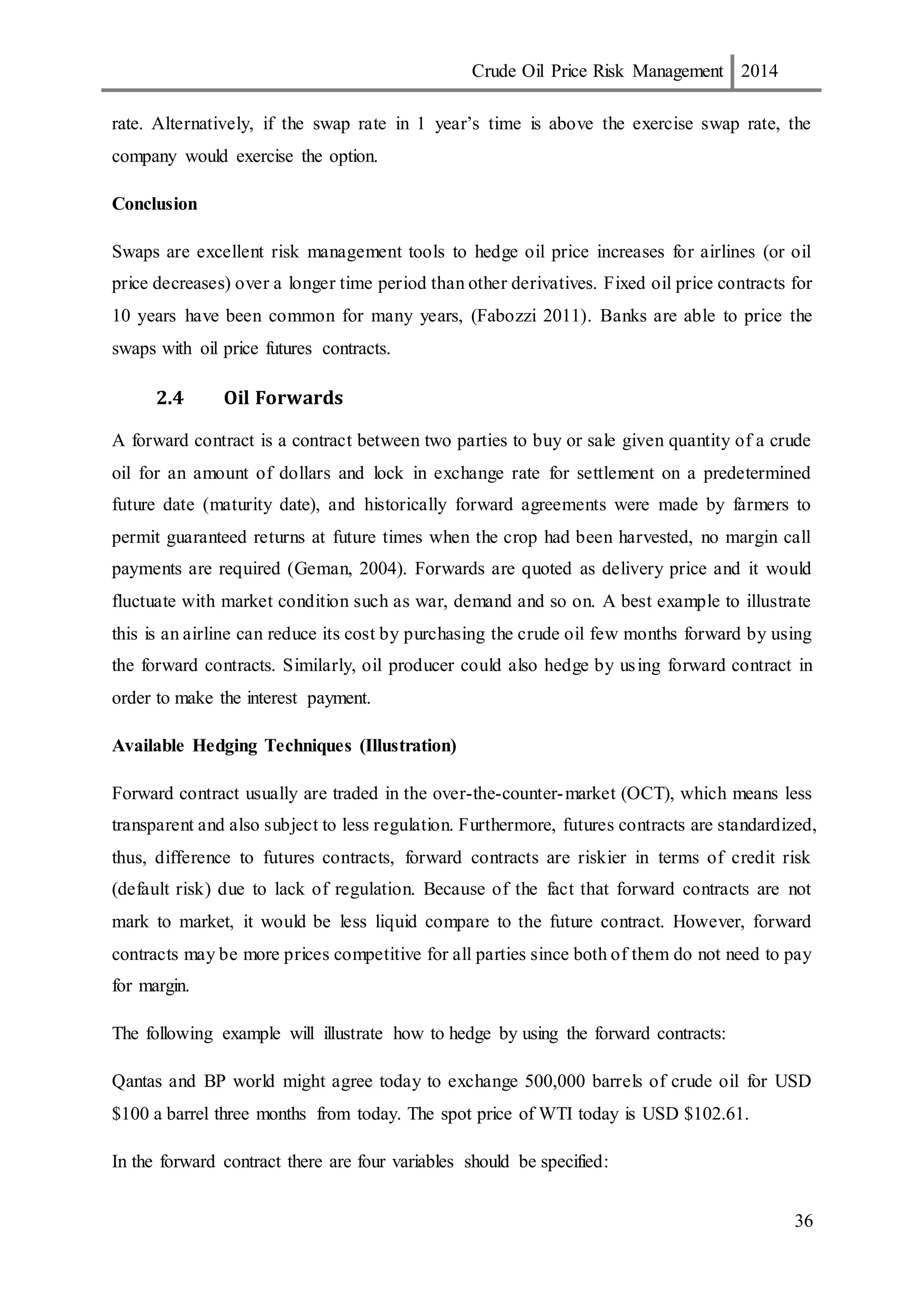crude oil price risk management report final | PDF