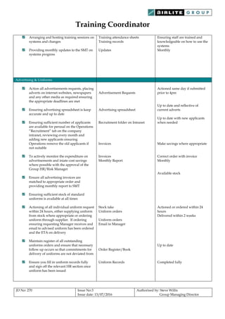 Job Description - Training Coordinator | PDF