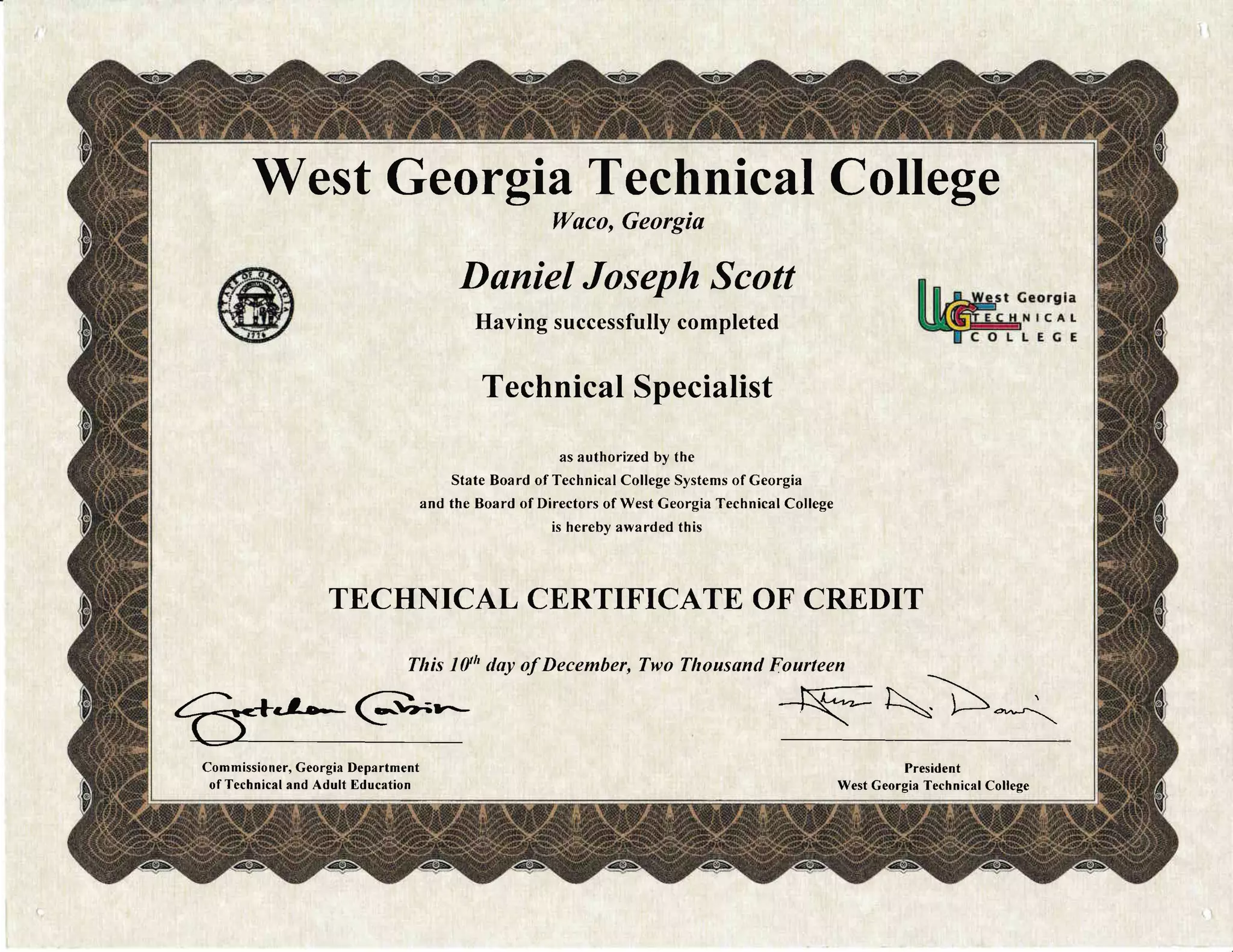 Technical Specalist Certificate (Compact) | PDF