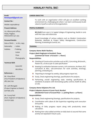 Resume | PDF | Civil Engineering Industry | Industries