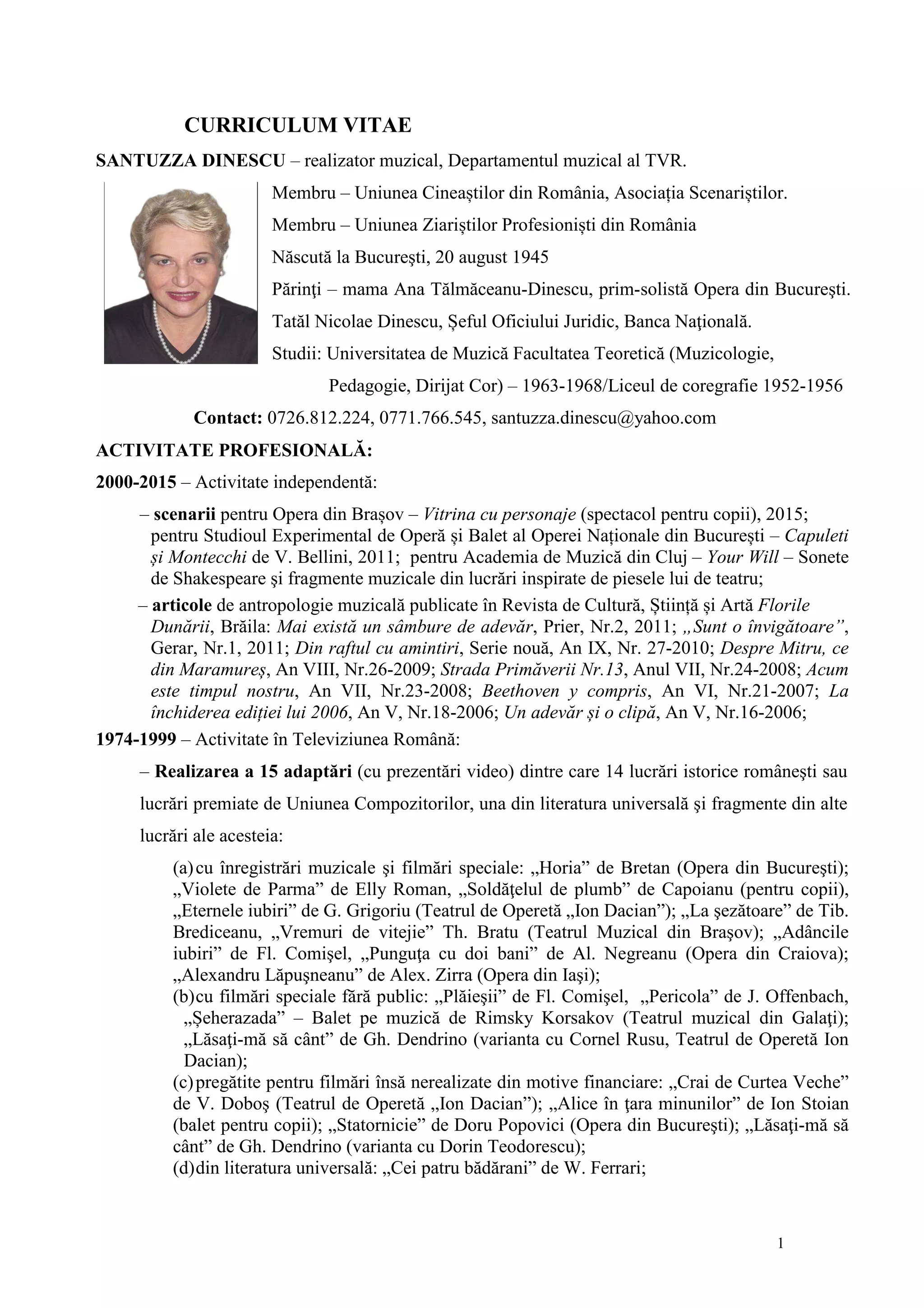 Curriculum vitae 6 Santuzza Dinescu 06 10 2016 | PDF