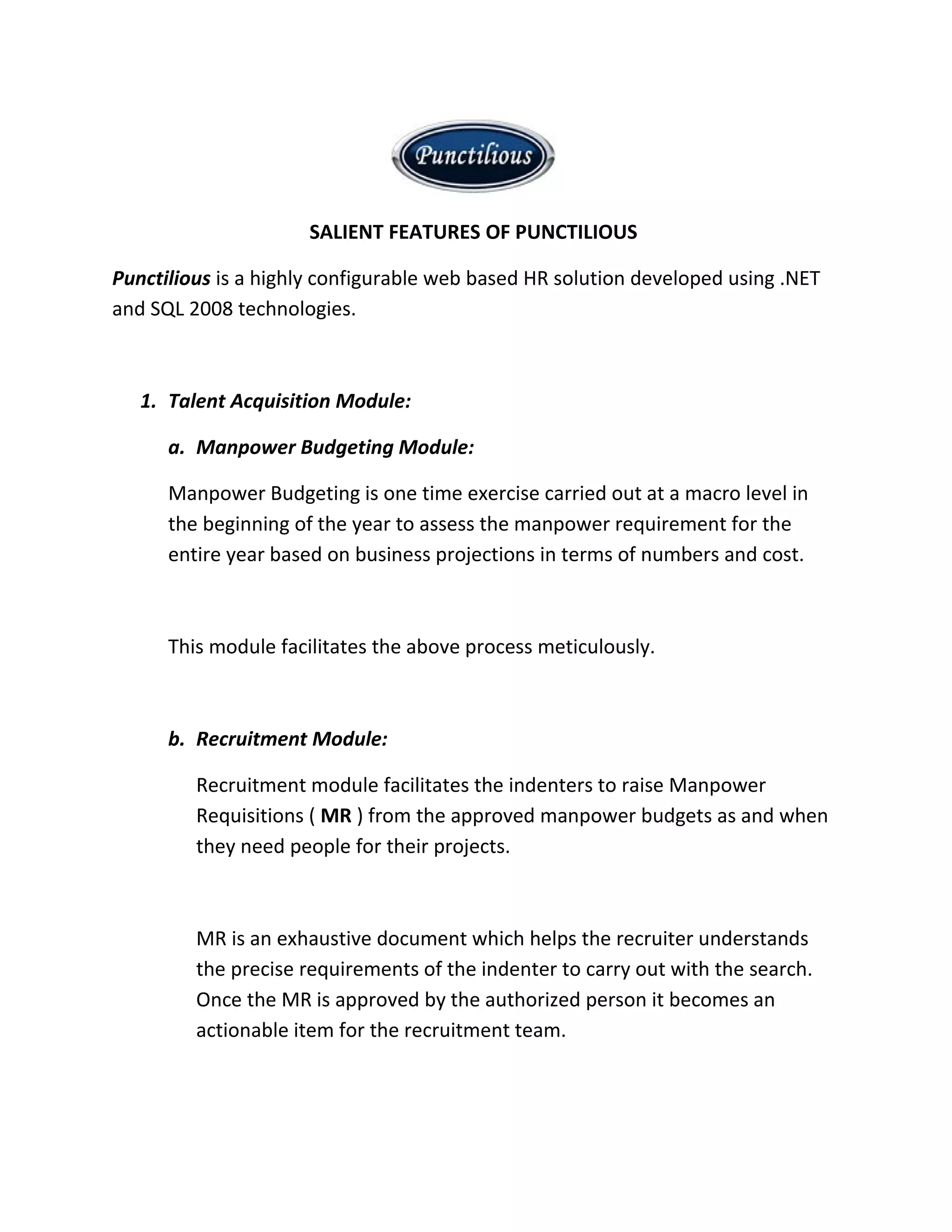 SALIENT FEATURES OF PUNCTILIOUS | DOC