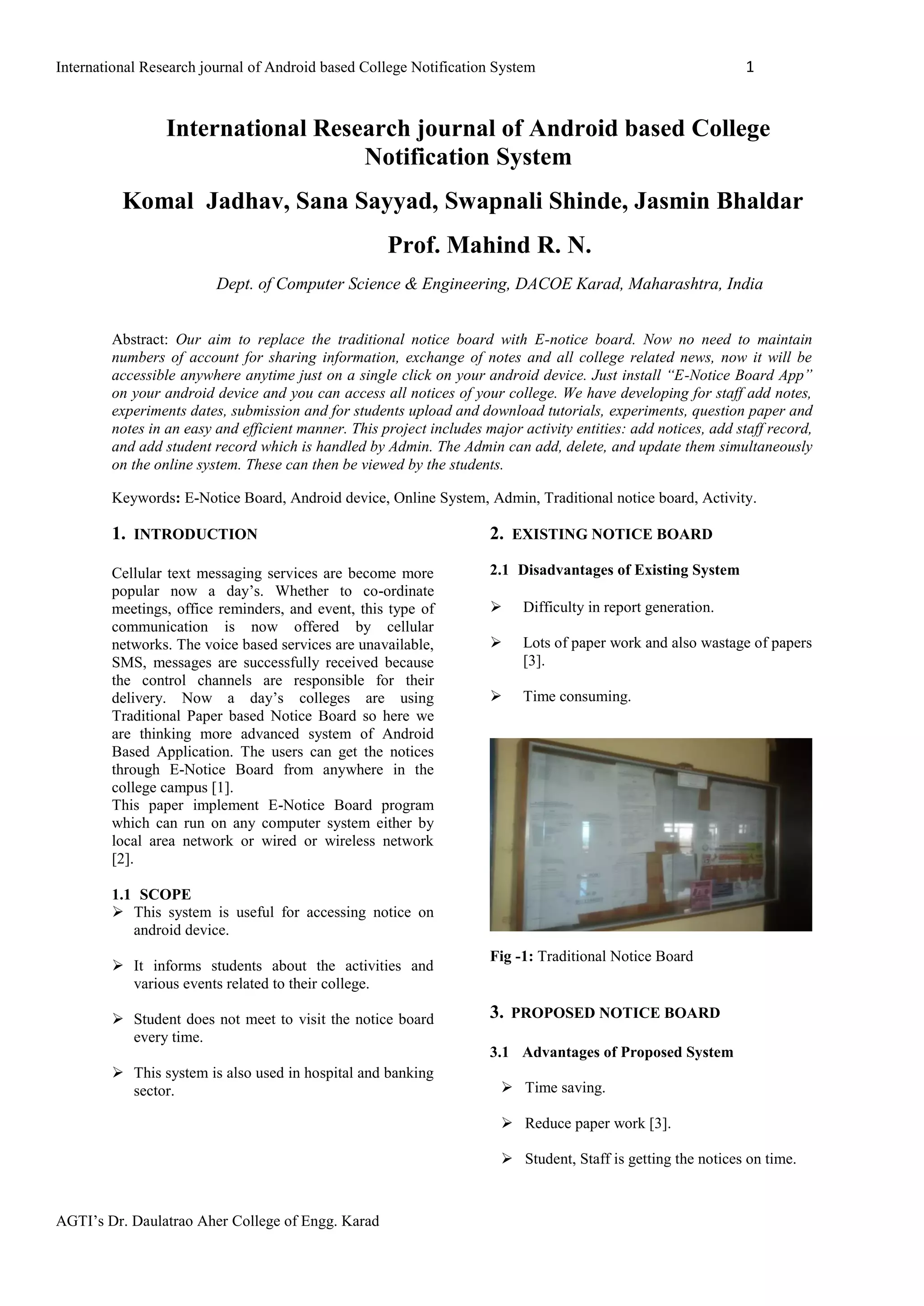 International Research journal of Android based College Notification System-1 | PDF