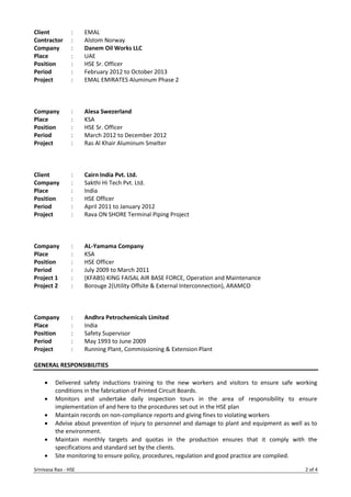 Srinivasa Rao - HSE | PDF