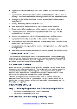 Advanced Creativity problem solving and decision making for ...