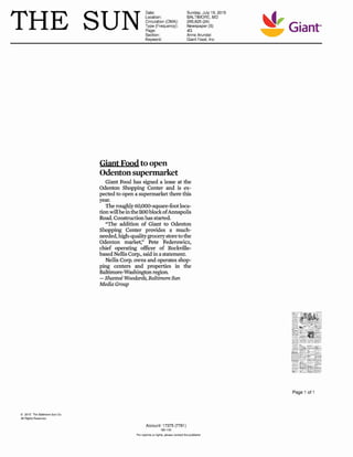 Media Clipping Example - Giant Foods | PDF | Pharmaceutical Industry ...