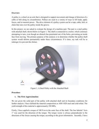 FEM_Modeling_Project_Evaluation of a Steel Pulley and Shaft Design | PDF