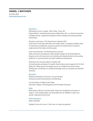 Resume Daniel Whitaker | PDF