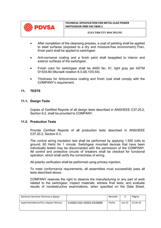 E1 a0011501 se0d3-ed20000 technical specification switchgear 2400vac | PDF