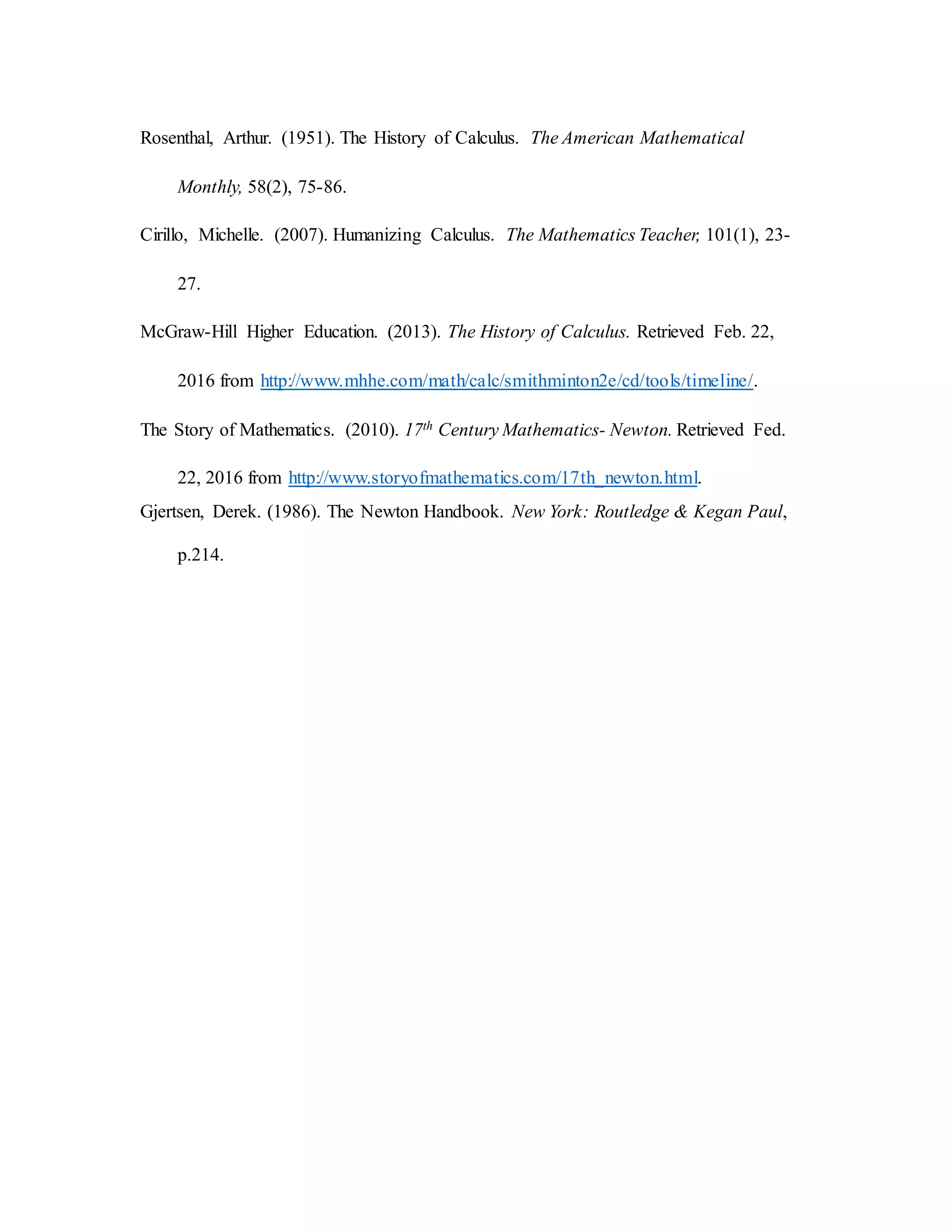 The history of calculus first draft | DOCX