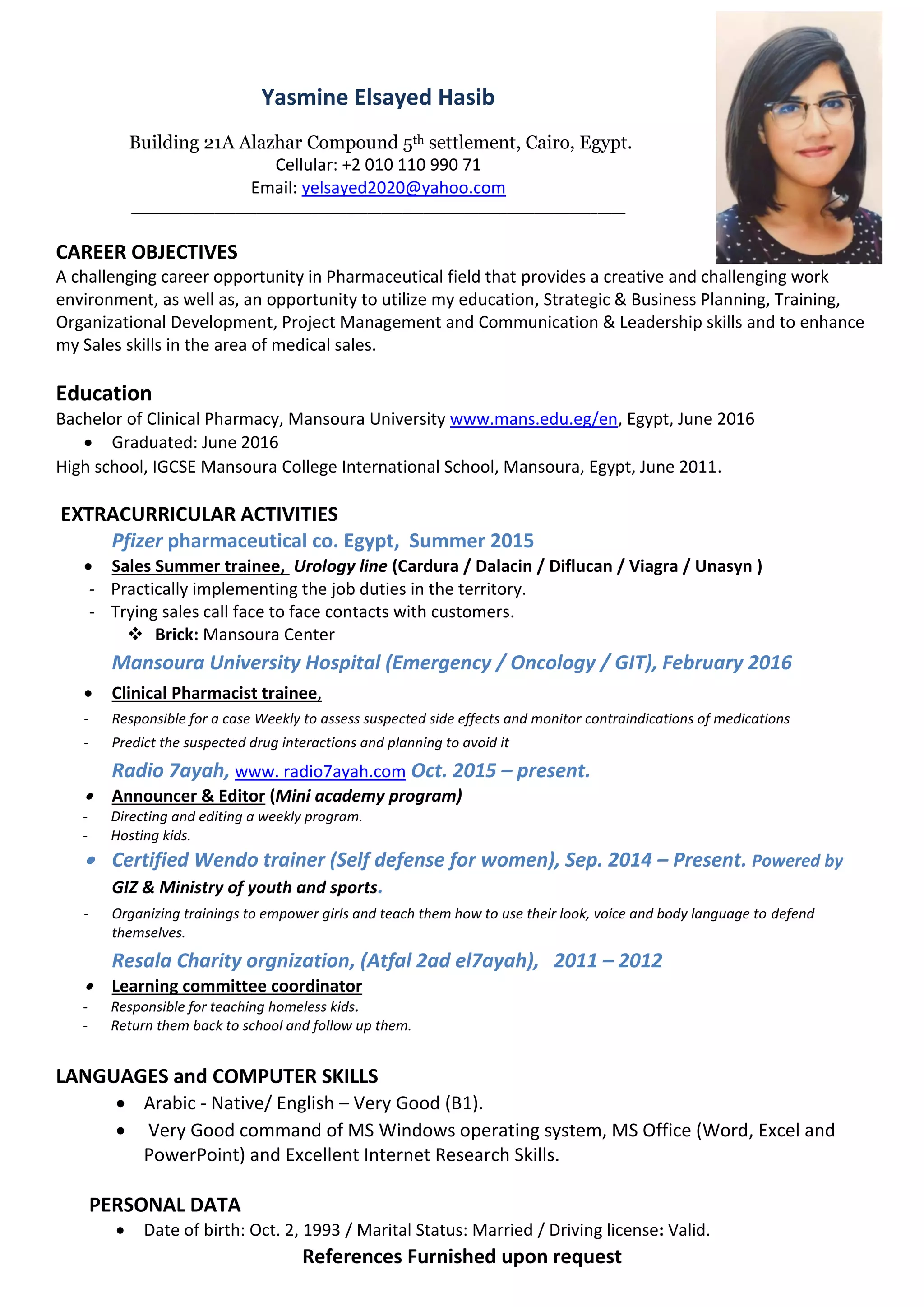 CV of Yasmin ElSayed | PDF