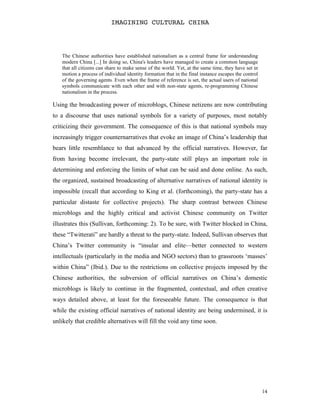 IMAGINING CULTURAL CHINA - An Analysis of Chinese National Identity ...
