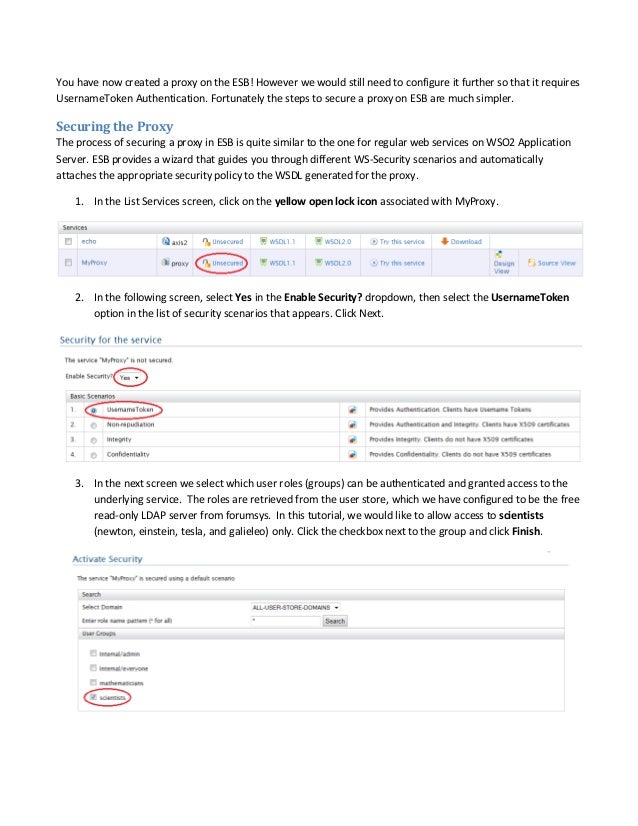 Securing A Web Service Via An Esb Proxy